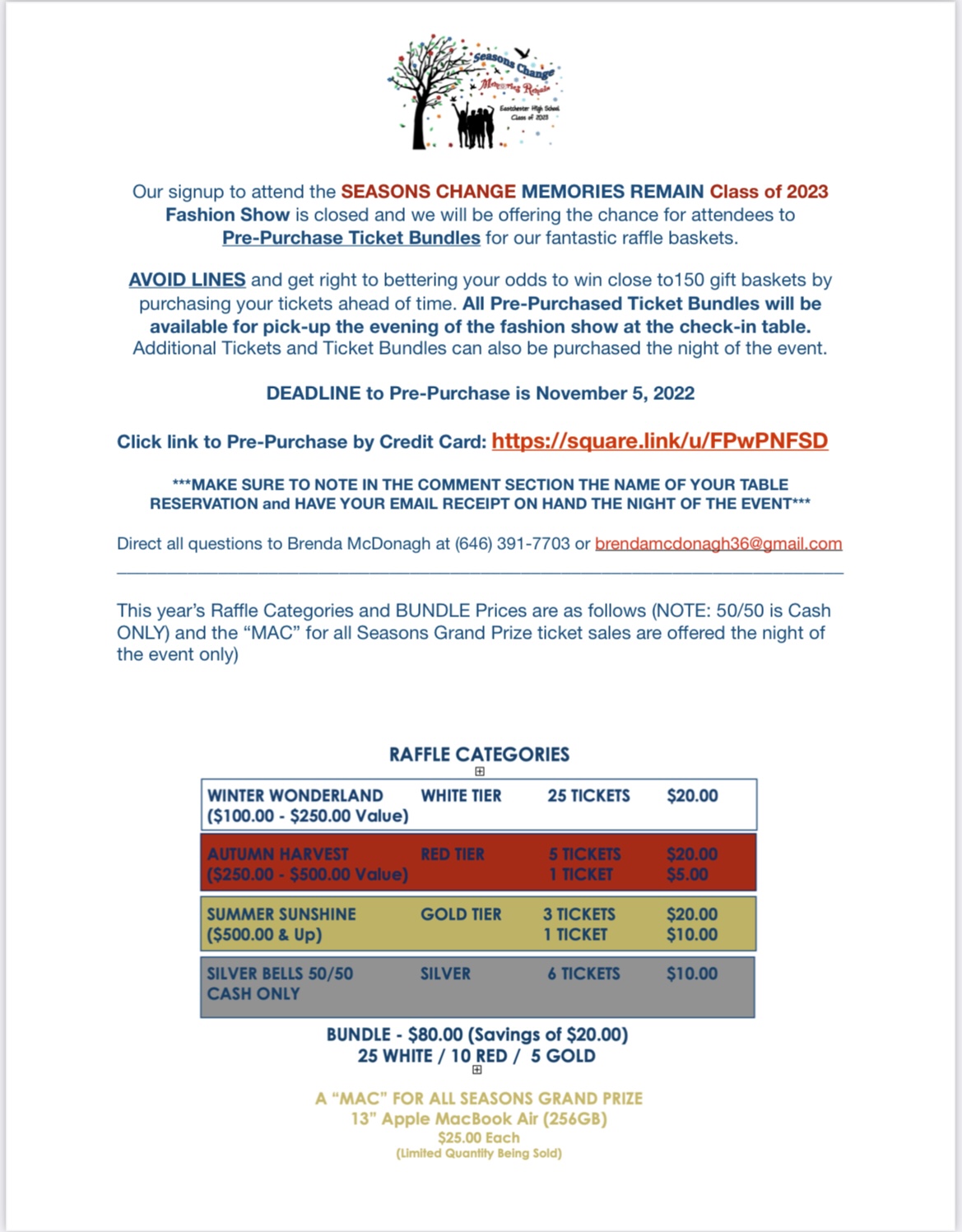 Sneak Peek of Raffle Prizes for EHS Fashion Show – EHS PTA